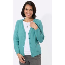 Strickjacke Casual Looks, Damen, Gr. 36, ozean, 50% Baumwolle, 50% Polyacryl, unifarben, Strickjacken Strickjacke