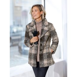 Langjacke Classic Basics, Damen, Gr. 38, schwarz, sesam, kariert, 100% Polyester, gemustert, kariert, Jacken Langjacke