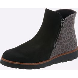Stiefelette Heine, Damen, Gr. 35, schwarz, grau, Leder, Rindsleder, Schuhe Stiefelette