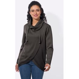 Longshirt Inspirationen "Longshirt", Damen, Gr. 46, braun (graphit), 50% Modal, 44% Polyester, 6% Elasthan, unifarben, Shirts Longshirt