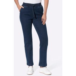 Bequeme Jeans Classic Basics, Damen, Gr. 52, Normalgr&ouml;&szlig;en, blau (blau, bleached, blau, stone, washed), 81% Baumwolle, 17% Polyester, 2% Elasthan, unifarben, lang, Jeans