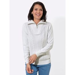Troyer Casual Looks "Troyer-Pullover", Damen, Gr. 40, ecru, 100% Baumwolle, unifarben, Pullover Troyer