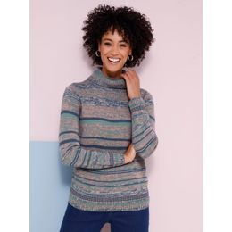 Rollkragenpullover Classic Basics "Rollkragen-Pullover", Damen, Gr. 42, rosenholz, jade, gemustert, 100% Polyacryl, gemustert, mehrfarbig, meliert, Pullover Rollkragenpullover
