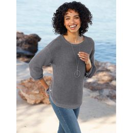 Strickpullover Heine "Pullover", Damen, Gr. 34, grau, meliert, 50% Baumwolle, 50% Polyacryl, unifarben, Pullover Strickpullover