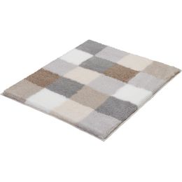 Badematte Kleine Wolke "Caro, Badvorleger, Badezimmer Teppich" Gr. 2, beige (kaschmir), H:25mm, Kunstfaser, Badematten, Badematte, Badteppich, modernes Karo-Muster, Pastell-Farben, waschbar