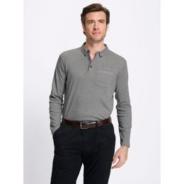 Langarmshirt Marco Donati "Langarm-Shirt", Herren, Gr. 48/50, grau, meliert, 100% Baumwolle, gemustert, kariert, unifarben, Shirts Langarmshirt