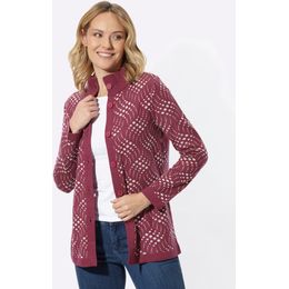 Strickjacke Classic Basics, Damen, Gr. 38, malve, ecru, gemustert, 100% Polyacryl, gemustert, mehrfarbig, Strickjacken Strickjacke