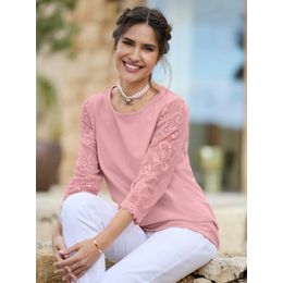 Trachtenshirt Classic Basics "Trachtenshirt", Damen, Gr. 56, grau, meliert, hortensie, 100% Baumwolle, Spitze:100% Polyester, unifarben, Rundhals, Shirts