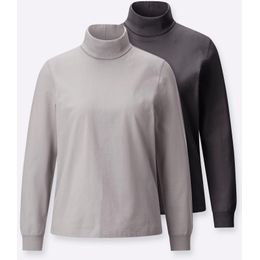 Rollkragenshirt Classic Basics "Rollkragen-Shirt", Damen, Gr. 54, steingrau, anthrazit, 100% Baumwolle, unifarben, Shirts