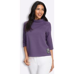 3/4-Arm-Shirt Classic Basics "Shirt", Damen, Gr. 42, lila (feige), 100% Baumwolle, unifarben, Shirts 3/4-Arm-Shirt