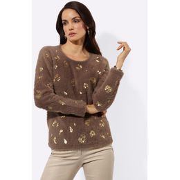 CR&Eacute;ATION L Rundhalspullover CREATION L "Pullover", Damen, Gr. 38, schoko, 100% Polyamid, unifarben, Pullover Rundhalspullover