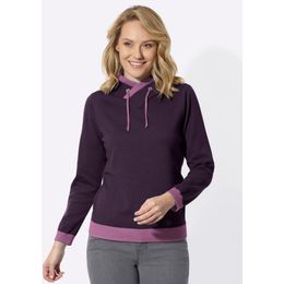 Strickpullover Classic Basics "Langarm-Pullover", Damen, Gr. 44, aubergine, violett, 100% Baumwolle, gemustert, mehrfarbig, Pullover Strickpullover