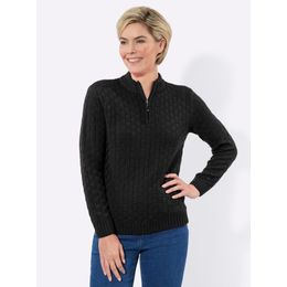 Stehkragenpullover Classic Basics "Strickpullover", Damen, Gr. 50, schwarz, 100% Polyacryl, unifarben, Pullover Stehkragenpullover