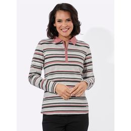 Sweatshirt Casual Looks, Damen, Gr. 38, steingrau, rosenholz, geringelt, 50% Baumwolle, 50% Polyester, gemustert, gestreift, mehrfarbig, Sweatshirts Sweatshirt