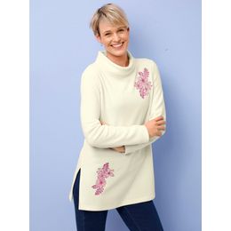 Fleeceshirt Classic Basics "Fleece-Shirt", Damen, Gr. 38, ecru, 100% Polyester, gebl&uuml;mt, gemustert, mehrfarbig, Shirts