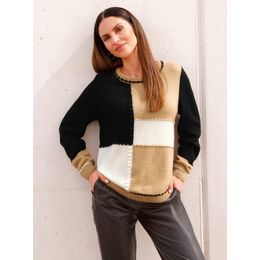 Rundhalspullover Inspirationen "Pullover", Damen, Gr. 42, camel, schwarz, 100% Polyacryl, gemustert, mehrfarbig, Pullover Rundhalspullover