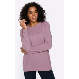 Rundhalspullover Classic Basics "Langarm-Pullover", Damen, Gr. 46, mauve, 100% Polyacryl, unifarben, Pullover Rundhalspullover