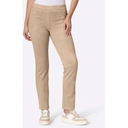 Lederimitathose Heine, Damen, Gr. 36, Normalgr&ouml;&szlig;en, beige, 95% Polyester, 5% Elasthan, unifarben, Hosen