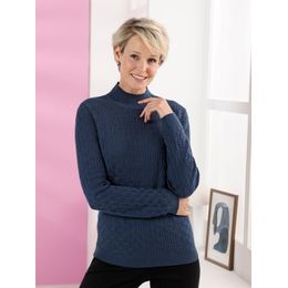 Stehkragenpullover Classic Basics "Stehkragen-Pullover", Damen, Gr. 54, blau (dunkelblau), 100% Polyacryl, unifarben, Pullover Stehkragenpullover