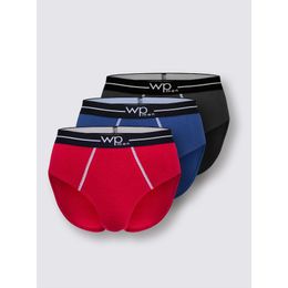 w&auml;schepur Slip W&Auml;SCHEPUR, Herren, Gr. 6, 3 Stk., royalblau, rot, schwarz, 95% Baumwolle, 5% Elasthan, Unterhosen Slip
