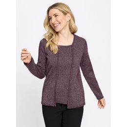2-in-1-Pullover Classic Basics "2-in-1-Pullover", Damen, Gr. 42, burgund, silberfarben, 90% Polyacryl, 10% metallisierte Fasern, unifarben, Pullover