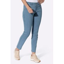 Bequeme Jeans Heine, Damen, Gr. 38, Normalgr&ouml;&szlig;en, blau (blau, bleached), 99% Baumwolle, 1% Elasthan, unifarben, 7/8-L&auml;nge, Jeans