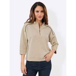 Sweatshirt Inspirationen, Damen, Gr. 42, sand, 50% Modal, 44% Polyester, 6% Elasthan, unifarben, Sweatshirts Sweatshirt