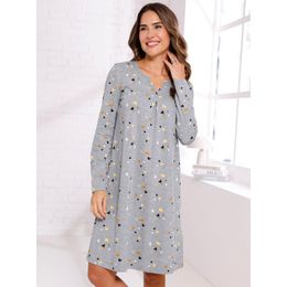 Nachthemd "Nachthemd", Damen, Gr. 36/38, Normalgr&ouml;&szlig;en, grau, meliert, marine, bedruckt, 50% Baumwolle, 50% Polyester, gemustert, mehrfarbig, Kleider Nachthemd