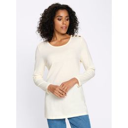 Longshirt Classic Basics "Langarm-Shirt", Damen, Gr. 54, beige (champagner), 100% Baumwolle, unifarben, Rundhals, Shirts Longshirt