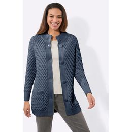 Longstrickjacke Inspirationen, Damen, Gr. 36, rauchblau, 50% Baumwolle, 50% Polyacryl, unifarben, Strickjacken Longstrickjacke