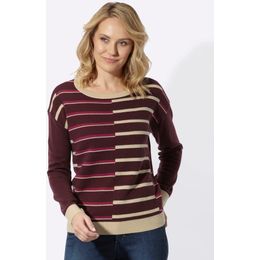 Fledermauspullover Classic Basics "Streifenpullover", Damen, Gr. 42, burgund, malve, gemustert, 100% Polyacryl, gemustert, gestreift, mehrfarbig, Pullover