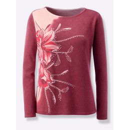 CR&Eacute;ATION L Strickpullover CREATION L "Woll-Mix-Pullover", Damen, Gr. 40, dunkelrot, rot, bedruckt, 30% Viskose, 30% Wolle, 20% Polyacryl, 20% Polyamid, gebl&uuml;mt, gemustert, unifarben, Pullover Strickpullover