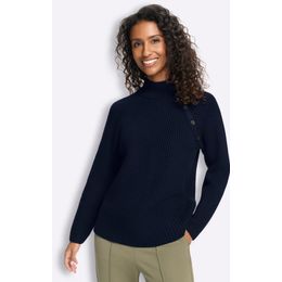 Strickpullover Heine "Pullover", Damen, Gr. 38, blau (marine), 50% Viskose, 28% Polyester, 22% Polyamid, unifarben, Pullover Strickpullover