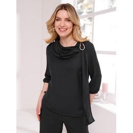 Schlupfbluse, Damen, Gr. 38, schwarz, 100% Polyester, unifarben, Rundhals, Blusen Schlupfbluse