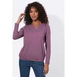 Langarmshirt Casual Looks "Langarm-Shirt", Damen, Gr. 42, violett, 100% Baumwolle, unifarben, Rundhals, Shirts Langarmshirt