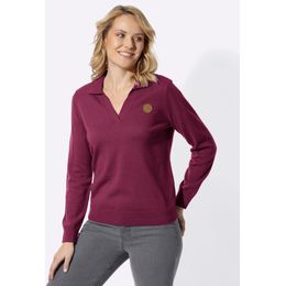 Polokragenpullover Classic Basics "Pullover", Damen, Gr. 44, malve, 100% Polyacryl, unifarben, Pullover