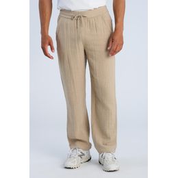 Stoffhose LINDBERGH, Herren, Gr. S, N-Gr, stone, Web, Obermaterial: 100% Baumwolle, unifarben, lang, Hosen Stoffhose, Sommerhose in Leinen-Optik und mit Gummizug - Weiter Schnitt