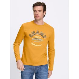 Langarmshirt Catamaran "Langarm-Shirt", Herren, Gr. 48/50, ocker, bedruckt, 70% Polyester, 30% Baumwolle, bedruckt, gemustert, unifarben, Rundhals, Shirts Langarmshirt