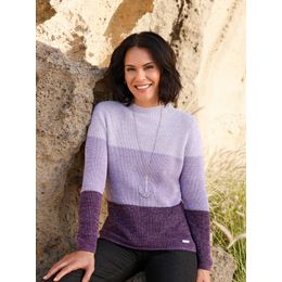 Strickpullover Casual Looks "Stehkragen-Pullover", Damen, Gr. 52, lavendel, traube, gemustert, 50% Baumwolle, 50% Polyacryl, gemustert, mehrfarbig, meliert, Pullover Strickpullover