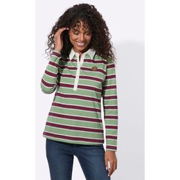 Poloshirt Casual Looks "Poloshirt", Damen, Gr. 42, eucalyptus, bordeaux, geringelt, 100% Baumwolle, gemustert, gestreift, Shirts