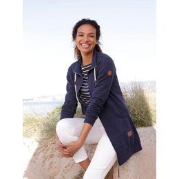 Shirtjacke Casual Looks "Sweatshirtjacke", Damen, Gr. 52, marine, 82% Baumwolle, 18% Polyester, unifarben, Shirts Shirtjacke