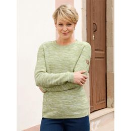 Strickpullover Classic Basics "Rundhals-Pullover", Damen, Gr. 46, schilf, meliert, 100% Polyacryl, gemustert, mehrfarbig, meliert, Pullover Strickpullover