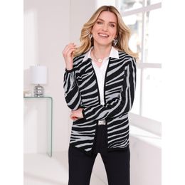 Strickjacke Classic Basics, Damen, Gr. 38, schwarz, wei&szlig;, 100% Polyacryl, gemustert, Strickjacken Strickjacke