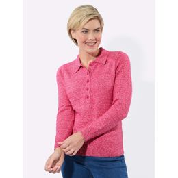 Polokragenpullover Classic Basics "Polopullover", Damen, Gr. 36, pink, ecru, meliert, 50% Viskose, 25% Polyester, 25% Polyamid, meliert, Pullover