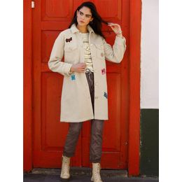 Wintermantel Heine, Damen, Gr. 38, sand, 100% Polyester, unifarben, unifarben mit Farbeinsatz, unifarben mit Farbeins&auml;tzen, M&auml;ntel Wintermantel
