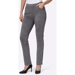 Lederimitathose Heine, Damen, Gr. 38, Normalgr&ouml;&szlig;en, anthrazit, 95% Polyester, 5% Elasthan, unifarben, Hosen
