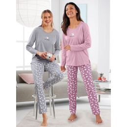 w&auml;schepur Schlafanzug W&Auml;SCHEPUR, Damen, Gr. 36/38, mauve, grau, meliert, violett, 100% Baumwolle, Homewear-Sets Schlafanzug