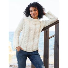 Strickpullover Heine "Pullover", Damen, Gr. 32/34, champagner, 70% Polyacryl, 18% Wolle, 10% Polyester, 2% Elasthan, gemustert, mehrfarbig, Pullover Strickpullover
