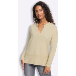 Strickpullover Heine "Pullover", Damen, Gr. 38, sand, 50% Viskose, 28% Polyester, 22% Polyamid, unifarben, Pullover Strickpullover