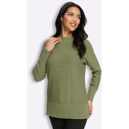 Stehkragenpullover Classic Basics "Stehkragen-Pullover", Damen, Gr. 54, schilf, 100% Baumwolle, unifarben, Pullover Stehkragenpullover